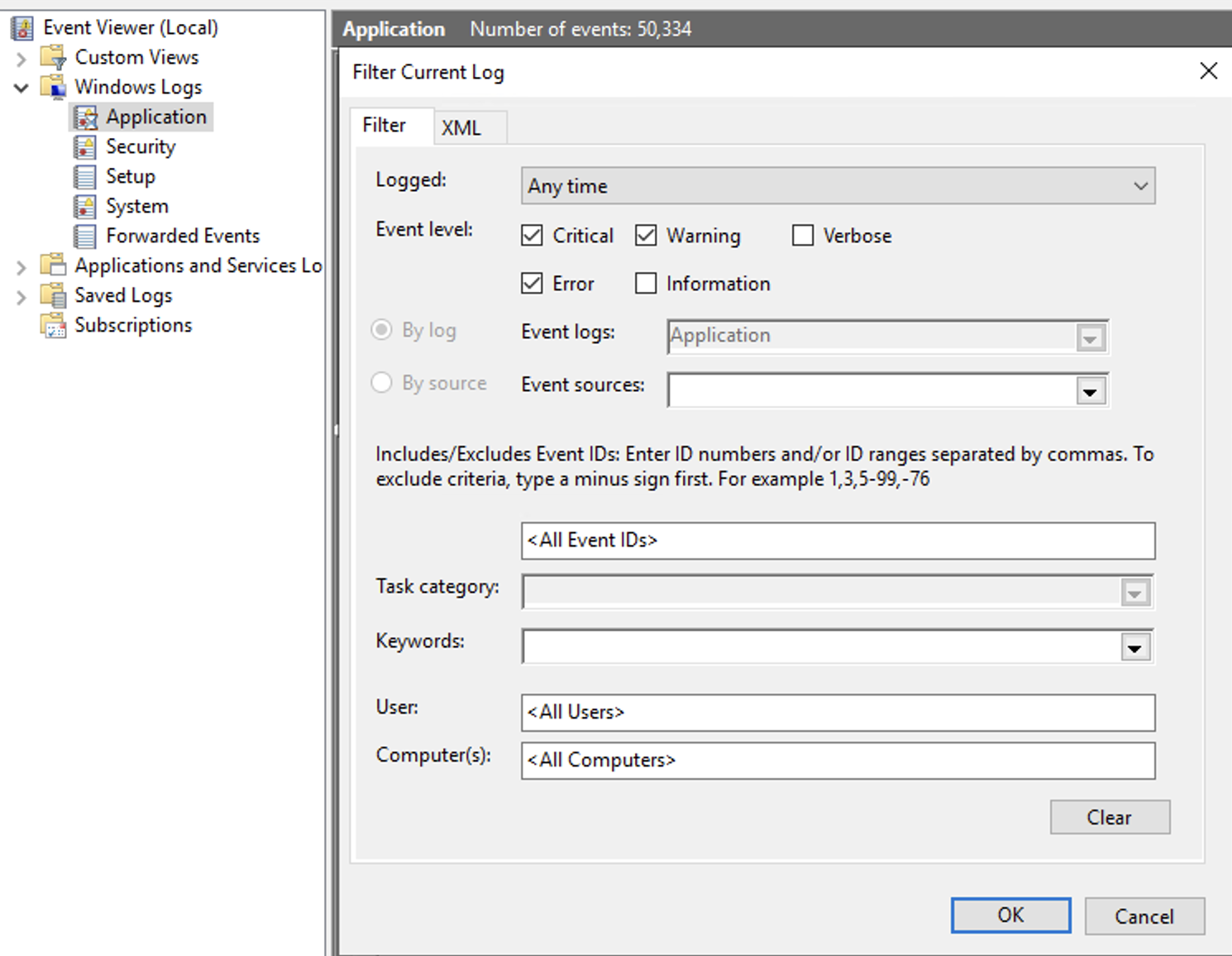 Cove: How to check Windows Application and System logs?