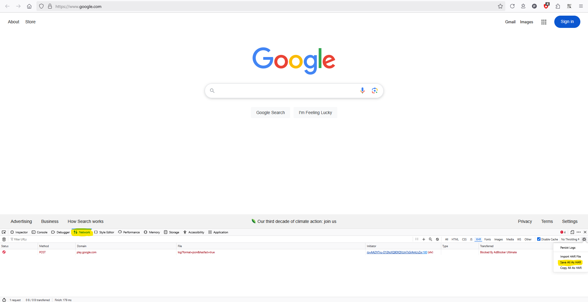 How to save browser HAR files to provide to Support