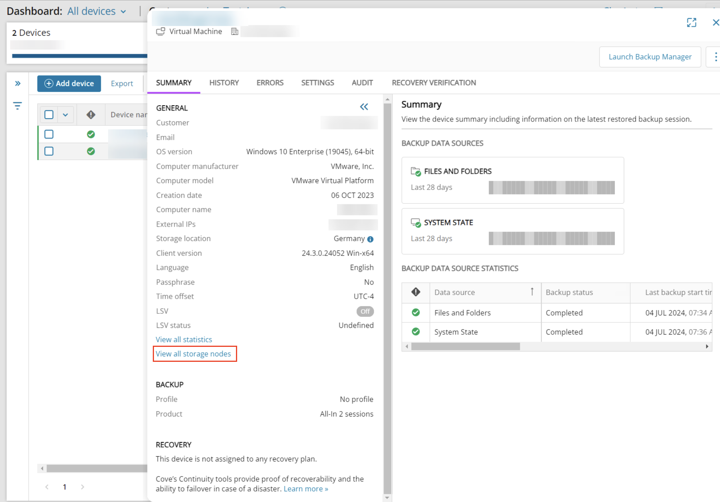 Cove: Backup failed due to an SSL Certificate error: "An error has ...